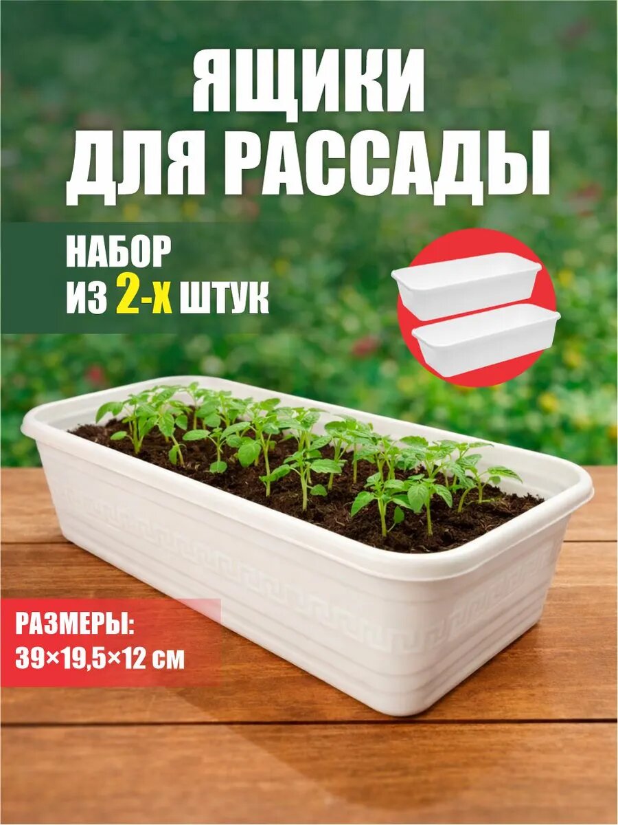 Комплект из 2-х ящиков для рассады для подоконника пластиковый 390*195*120