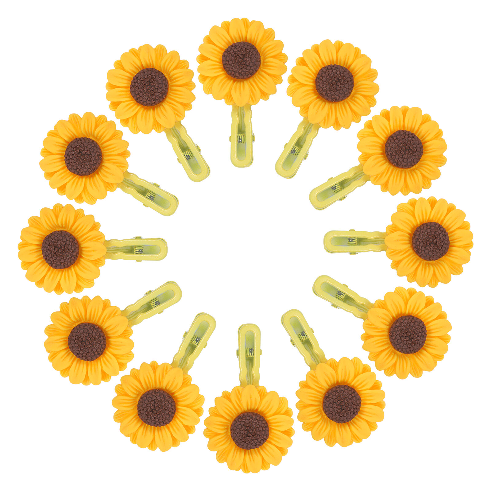 Заколки для волос в виде подсолнухов с боковым цветочным узором, зажимы типа «утиный клюв», украшения для волос, 20 шт. (заколки для волос в виде подсолнухов)