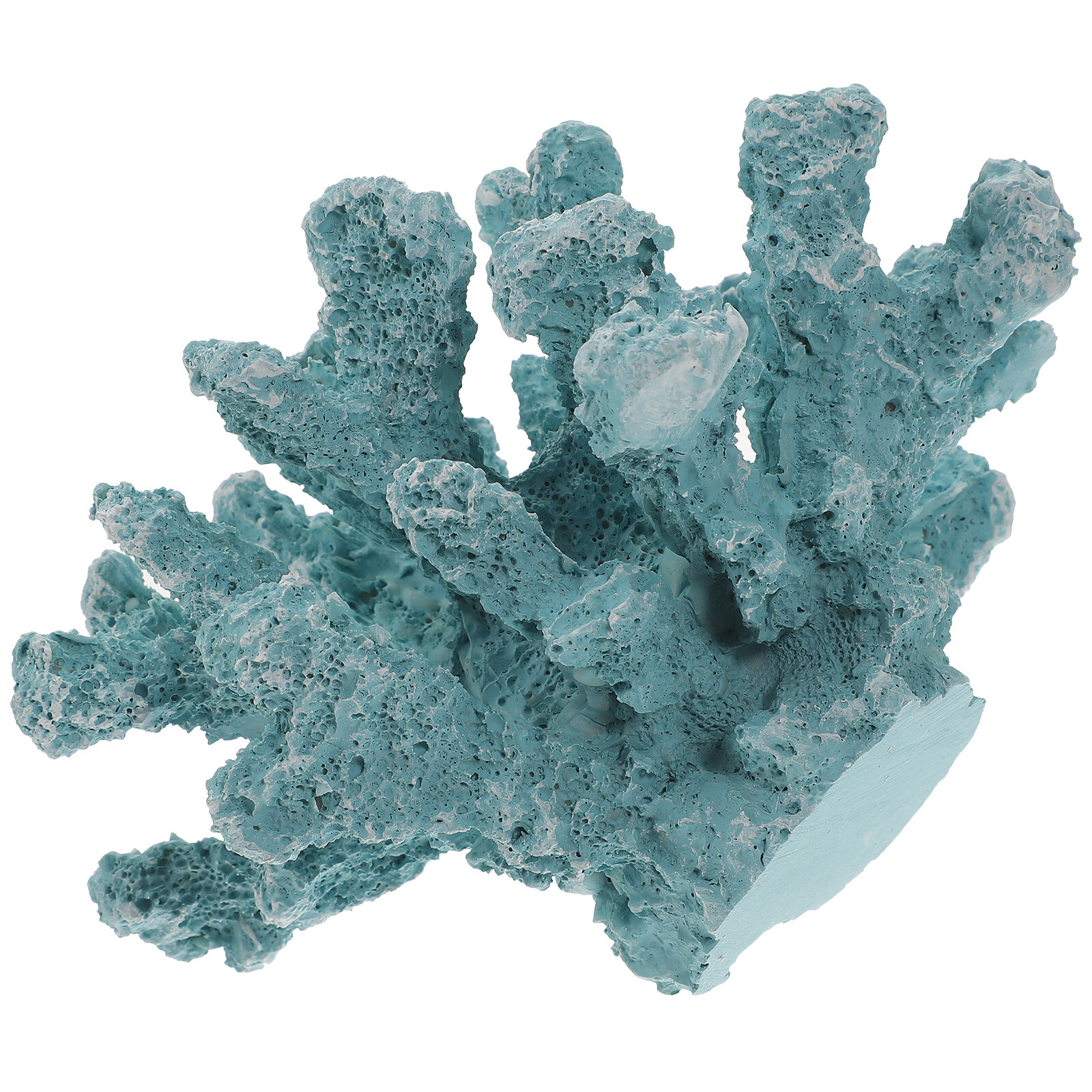 Искусственный коралл из смолы для украшения аквариума (небольшого размера, небесно-голубого цвета).
