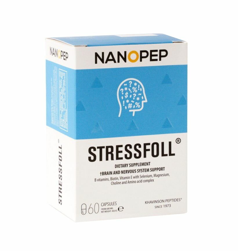 Стрессфол Nanopep, пептидный комплекс для поддержки ЦНС, памяти и когнитивных функций, 60 капсул