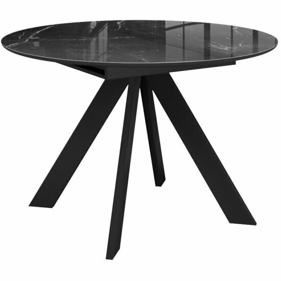 Стол Dikline SFC110 d1100 стекло Оптивайт Черный мрамор/подстолье черное/опоры черные