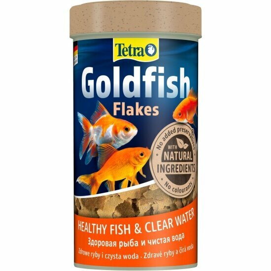 Корм для всех видов золотых рыбок и холодноводных рыб Tetra Goldfish Flakes хлопья 250 мл.