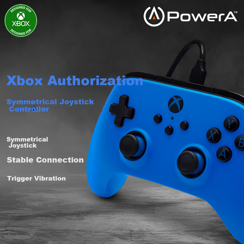 PowerA Xbox проводной контроллер для ПК совместимый с Black Myth: Wukong Wave Blue симметричным джойстиком Цвет：Xbox