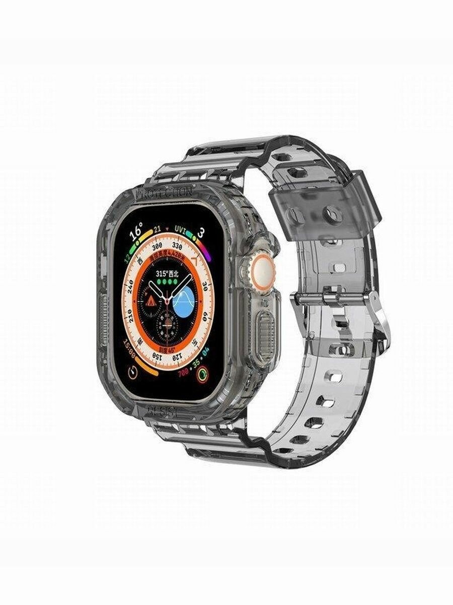 Ремешок для Apple Watch Ultra 49 mm с защитным бампером Clear Black