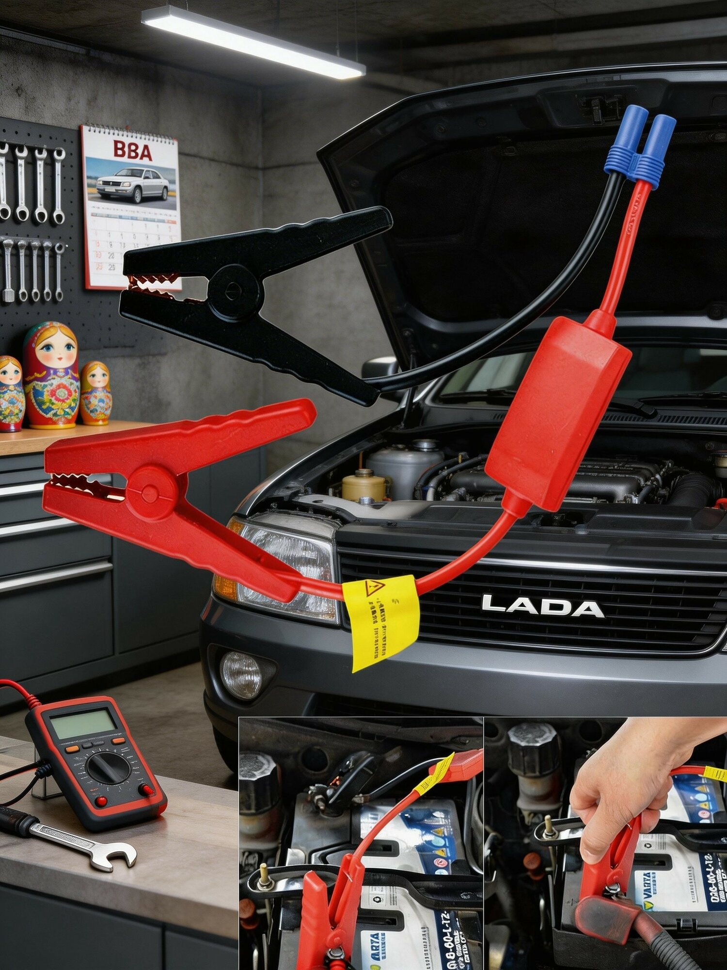 Кабель для пускового устройства, разъем EC5 и зажим-крокодил для автомобильного аккумулятора 12 В, совместим с портативными стартерами