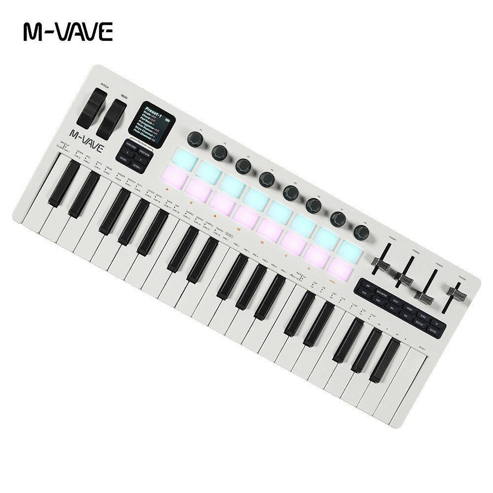Клавиатура M-VAVE SMK-37 Pro, MIDI, 37 клавиш, кремовая, беспроводные подключения, Bluetooth