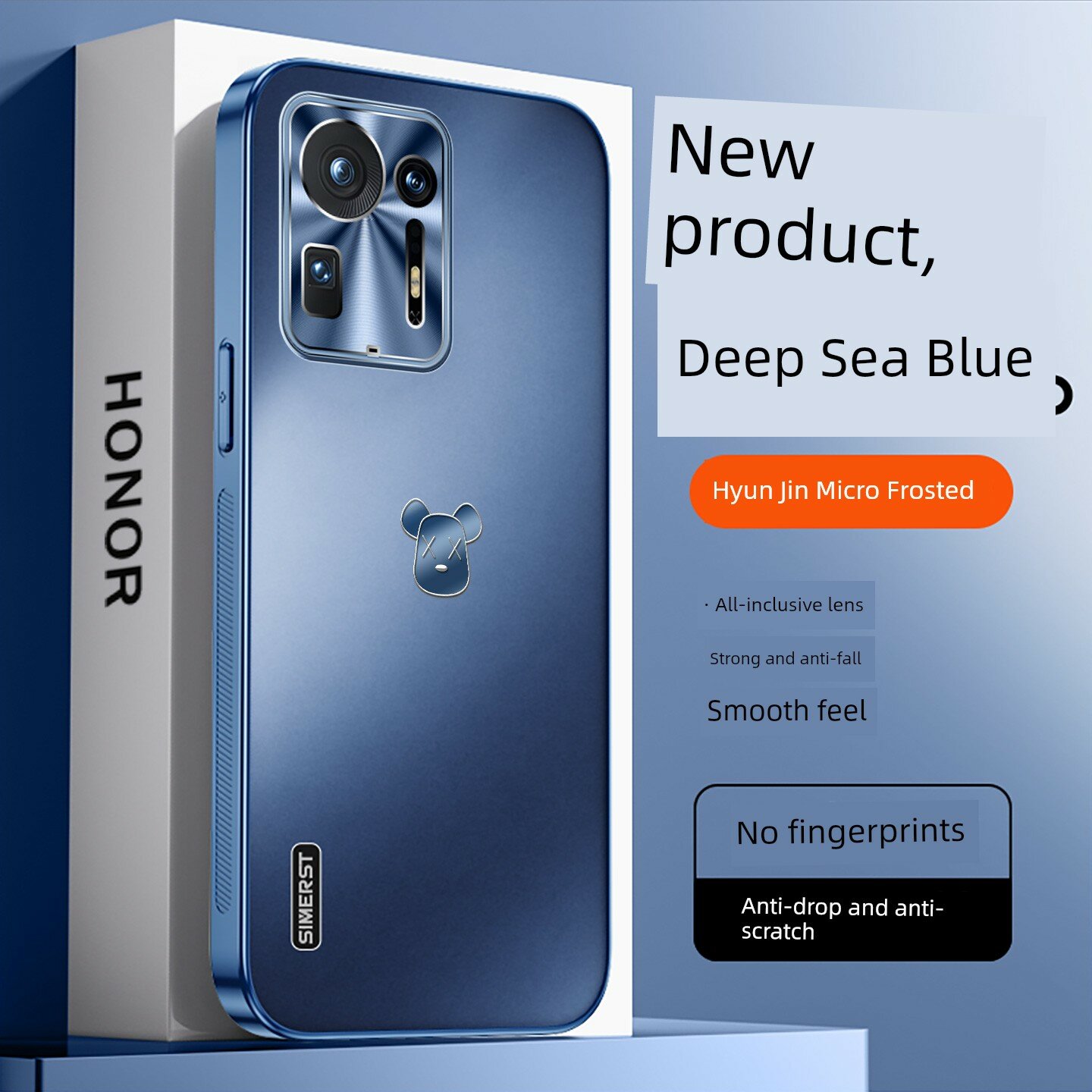 Xiaomi MIX 4 Ультра-тонкий противоударный чехол с защитой от масляных отпечатков, темно-синий с рисунком Kaws Bear