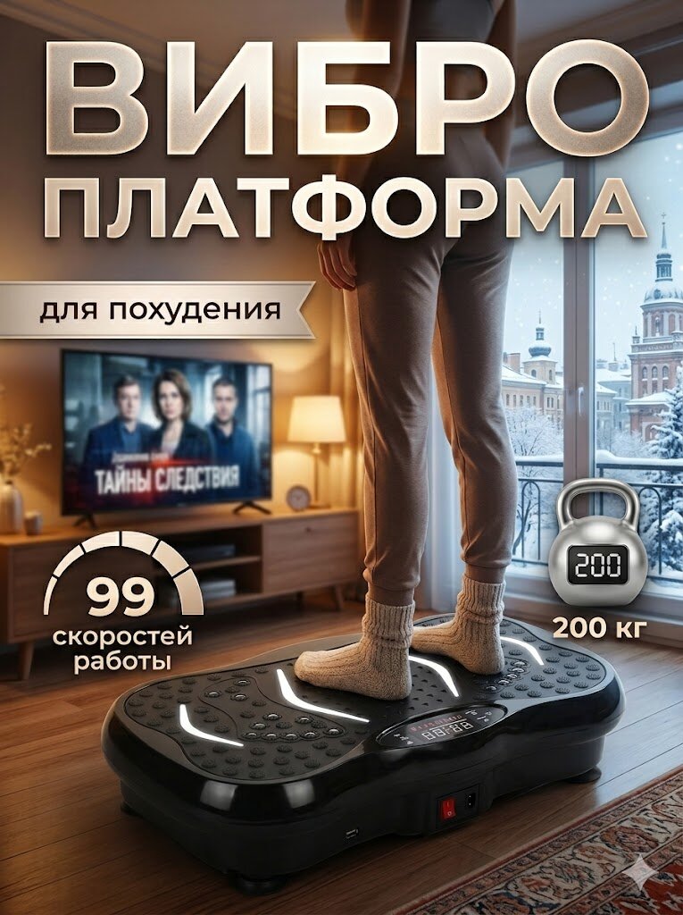 Виброплатформа для похудения тренажер до 200 кг С блютуз，регулировка амплитуды, 49 программ