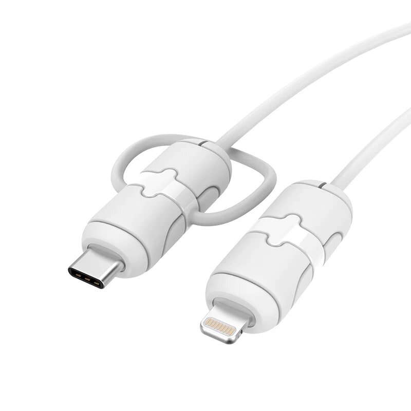 Чехол для кабеля iPhone 18/20W в белом цвете - защищает от изломов, прочный, подходит для зарядных кабелей