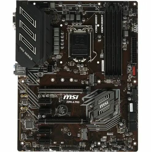 Материнская плата MSI Z390-A PRO (Z390-A PRO) - LGA 1151-v2, Intel Z390, 4хDDR4-2666 МГц, 2хPCI-Ex16, 1хM.2, Standard-ATX