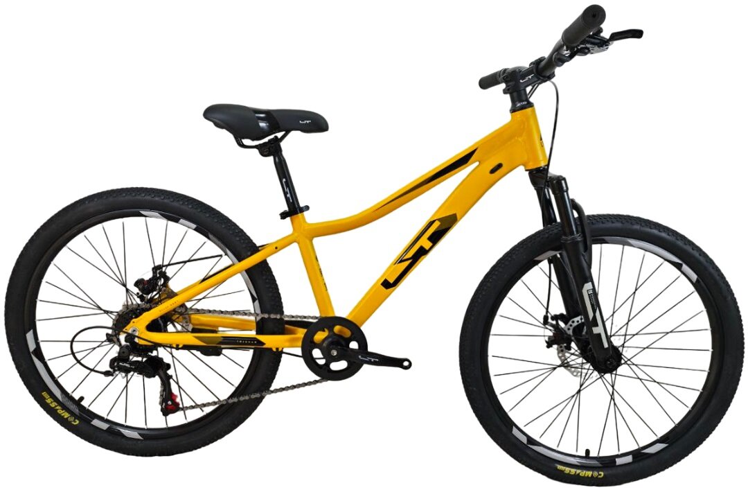 Велосипед 24" LTBIKE TRIGGER, алюминий рама, рост 12", 7-скор, диск. торм, оборуд. Шимано, пром. подш, желтый