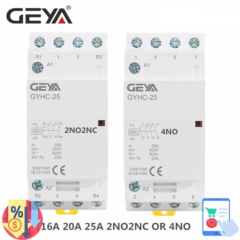 Модульный контактор GEYA GYHC 4P 25A 4NC 220V