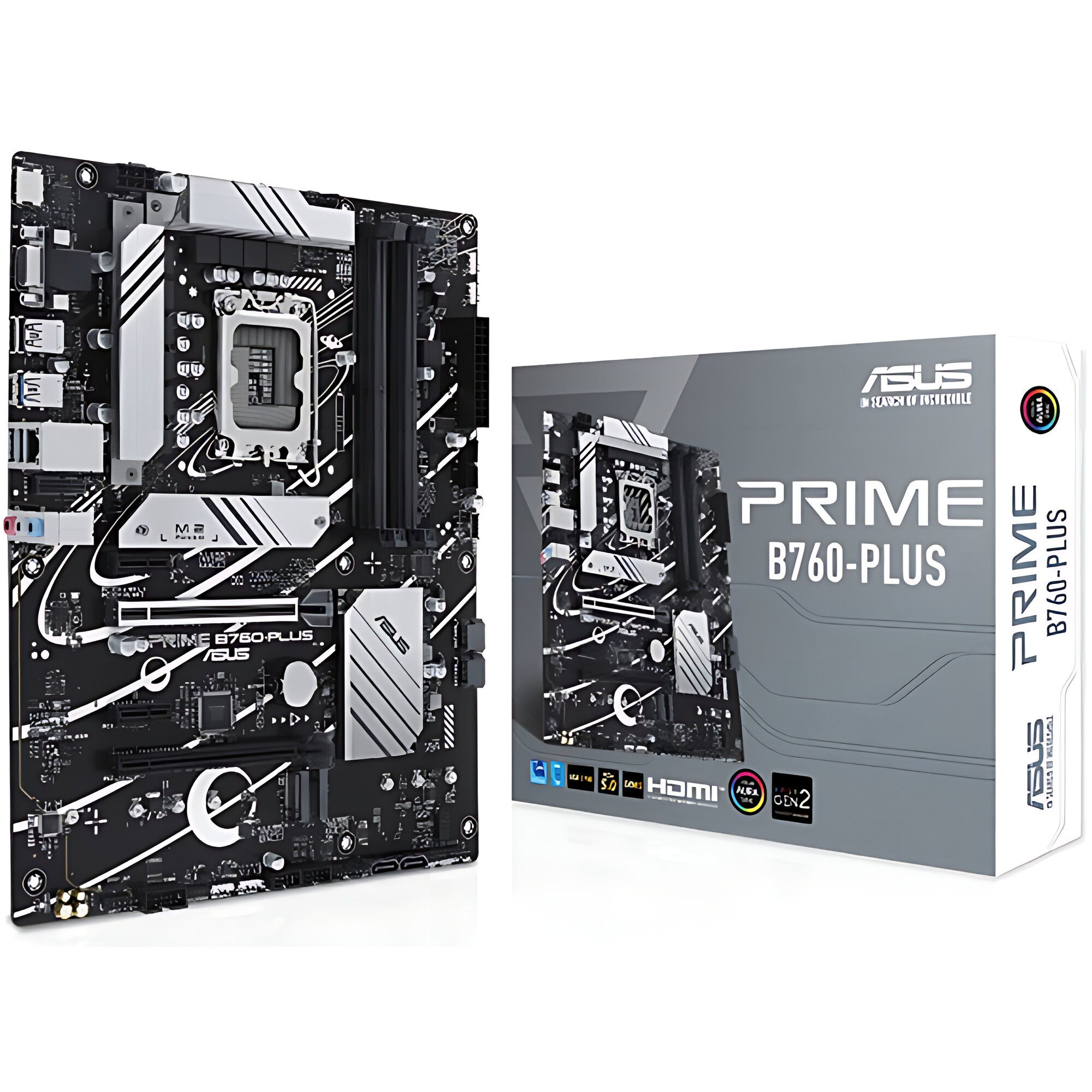 Материнская плата ASUS PRIME B760-PLUS (LGA1700/B760/4xDDR5/2xPCI-Ex16/3xM.2/SB7.1/GLAN/Wi-Fi/BT/DP/HDMI/VGA/ATX)