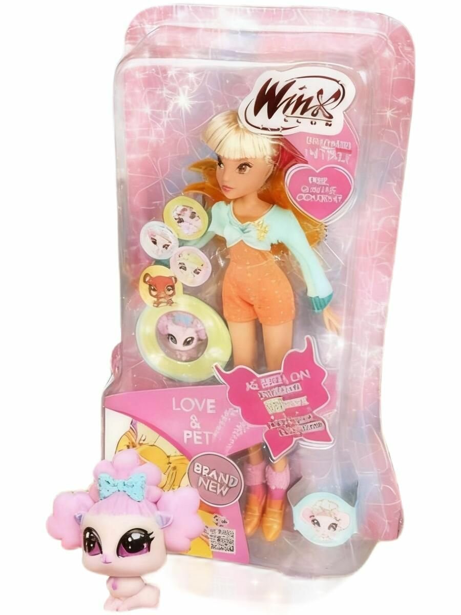 Winx Club Стела в костюме питомника 4 сезон Коллекционная фигурка с подвижными суставами + питомец в подарок