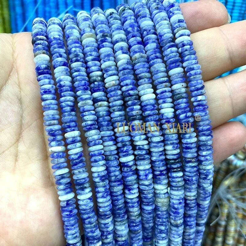 LUOMAN XIARI Бусины из аквамарина и халцедона 2x6 мм 2x6mm 75-80pcs, Blue-vein stone 23