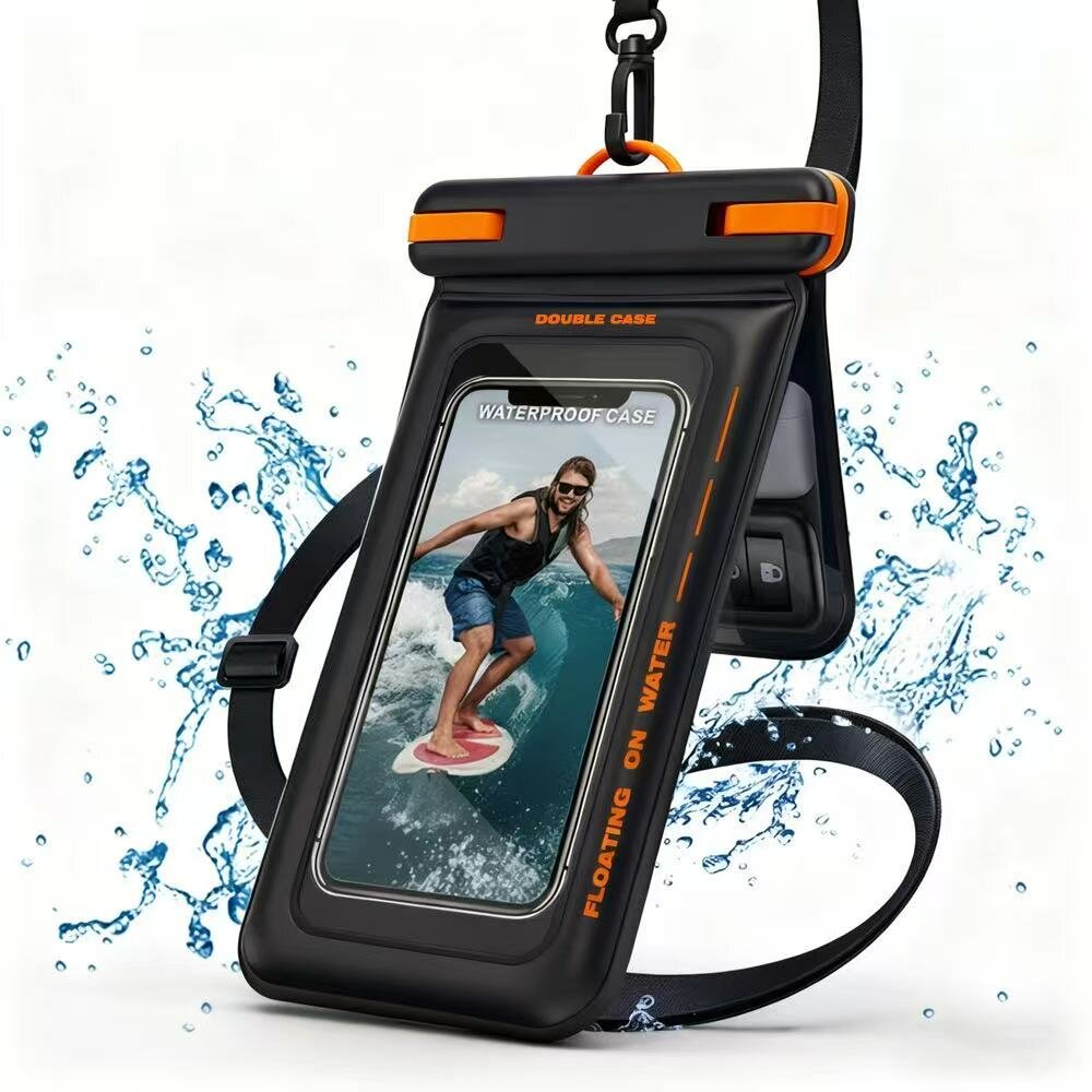 Плавучий водонепроницаемый чехол для телефона IPX8 30М, двойной отсек, сенсорный экран, с ремнем, универсальный
