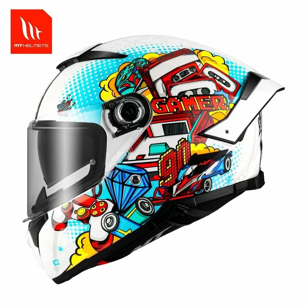 MT HELMETS Мотошлем, цвет: голубой, размер: M