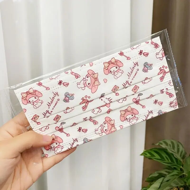 Маска для лица Sanrio My Melody для взрослых, одноразовая, для защиты от пыли, безопасная, дышащая, с рисунком аниме, украшение для лица