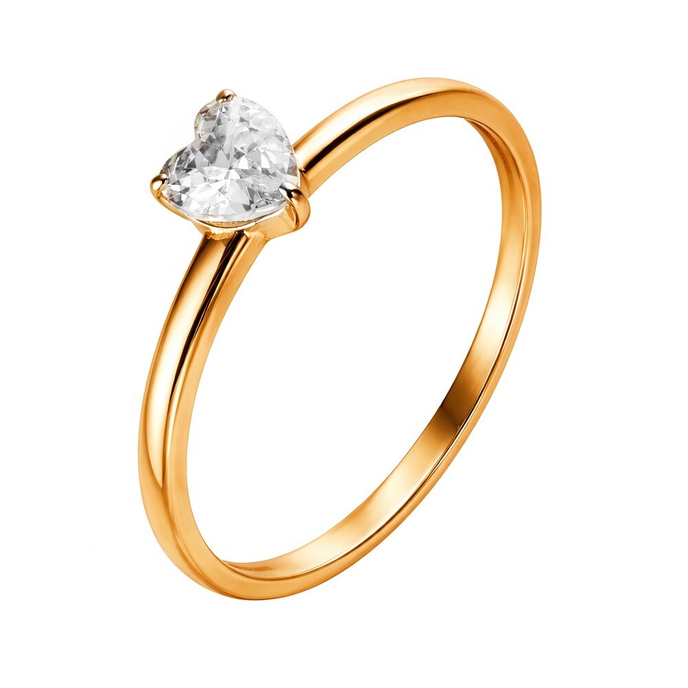 Кольцо, красное золото, 375 проба, золочение, фианит