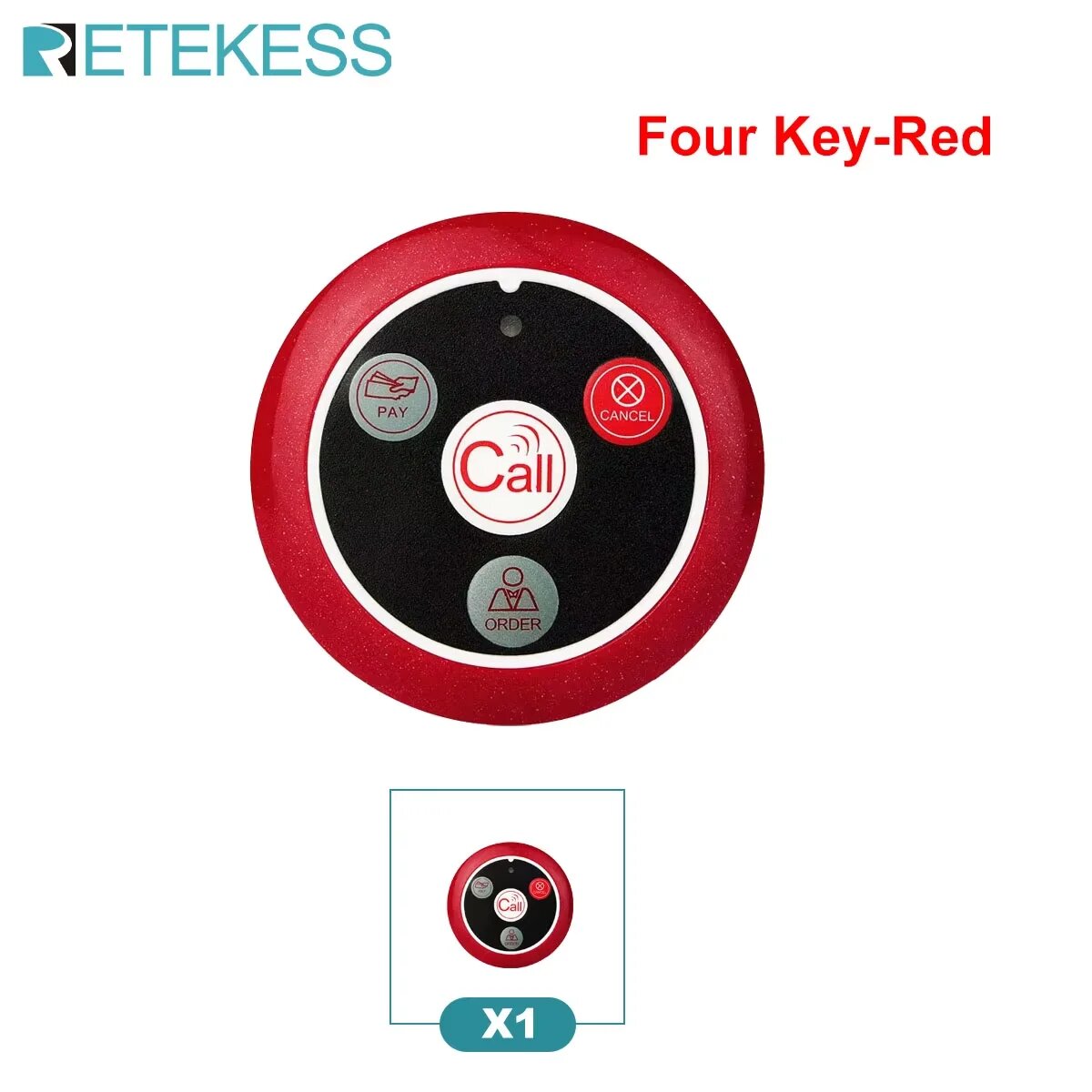Retekess T117 кнопка вызова официанта, Four Key-Red