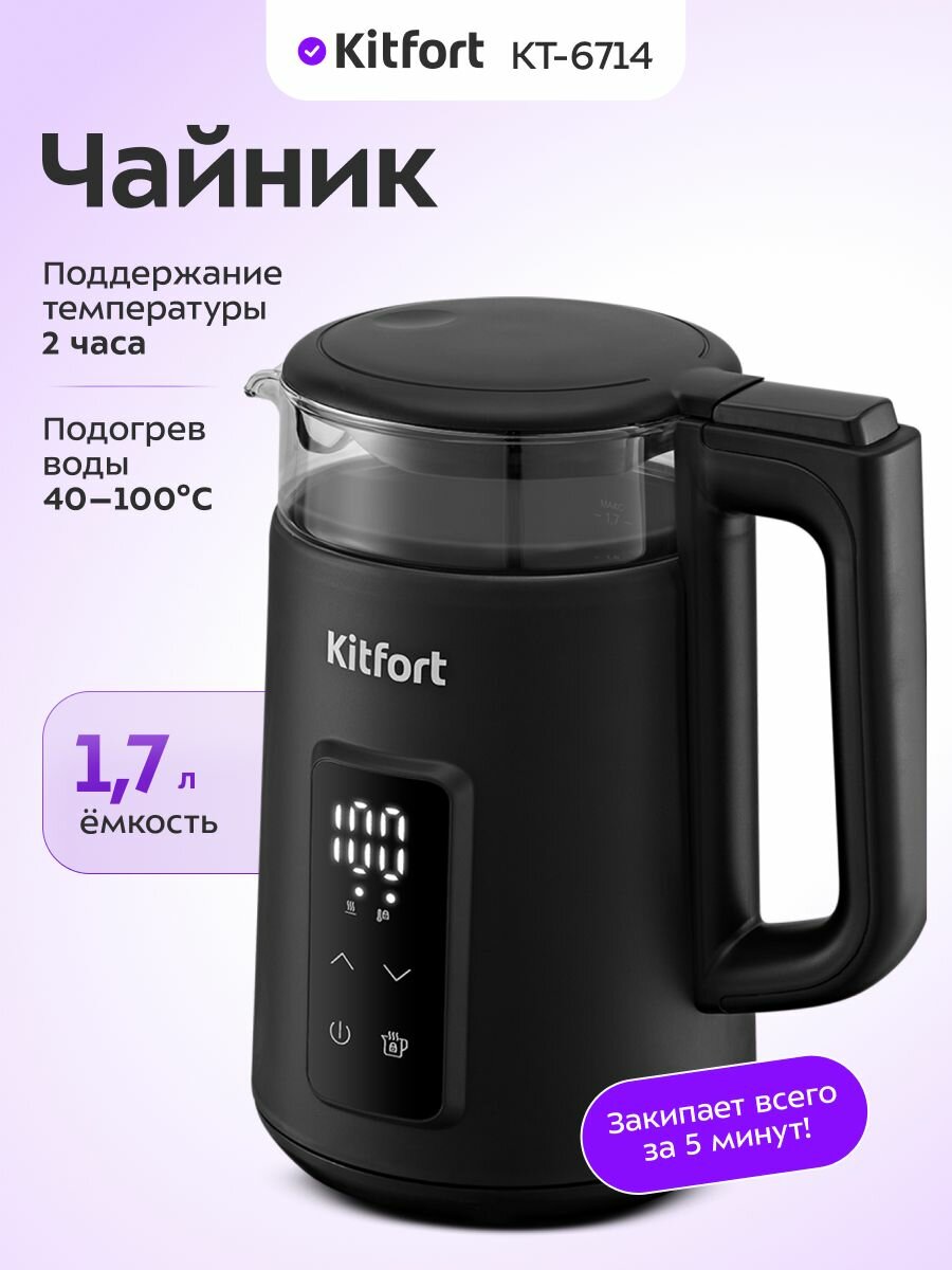 Чайник LED дисплей электрический Kitfort КТ-6714