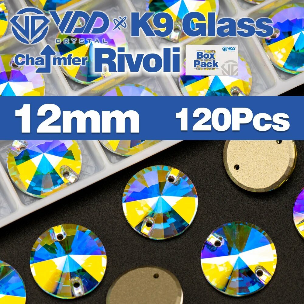 Стразы Rivoli 12mm K9 стекло, 120шт