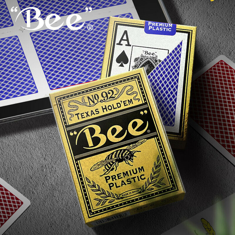 Bee Entertainment Пластиковые карты для Техасского холдема с крупным шрифтом и широким форматом синие одиночные колоды