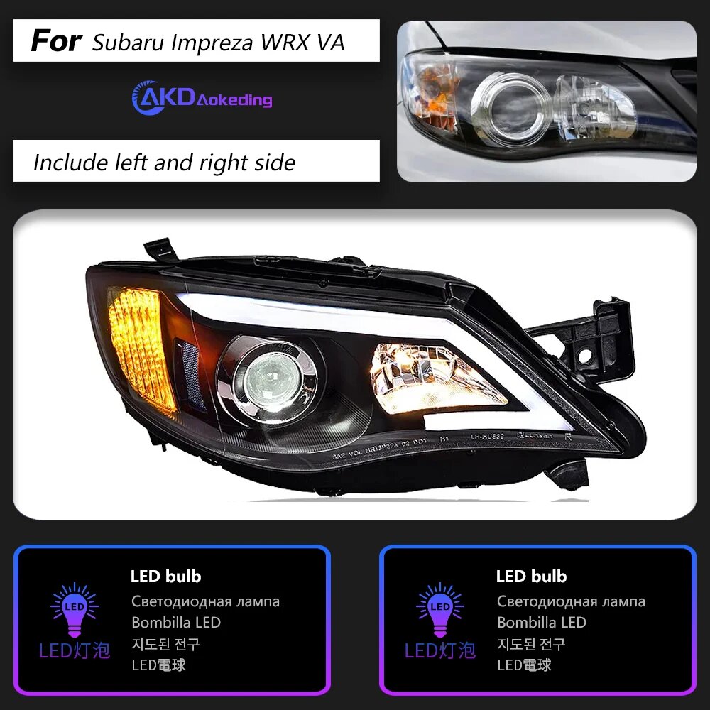 Фаркоп AKD для Subaru Impreza WRW LED-фары 2008-2014 год выпуска фары WRX ДНС поворотный сигнал дальний свет ангельские глаза проекционная линза