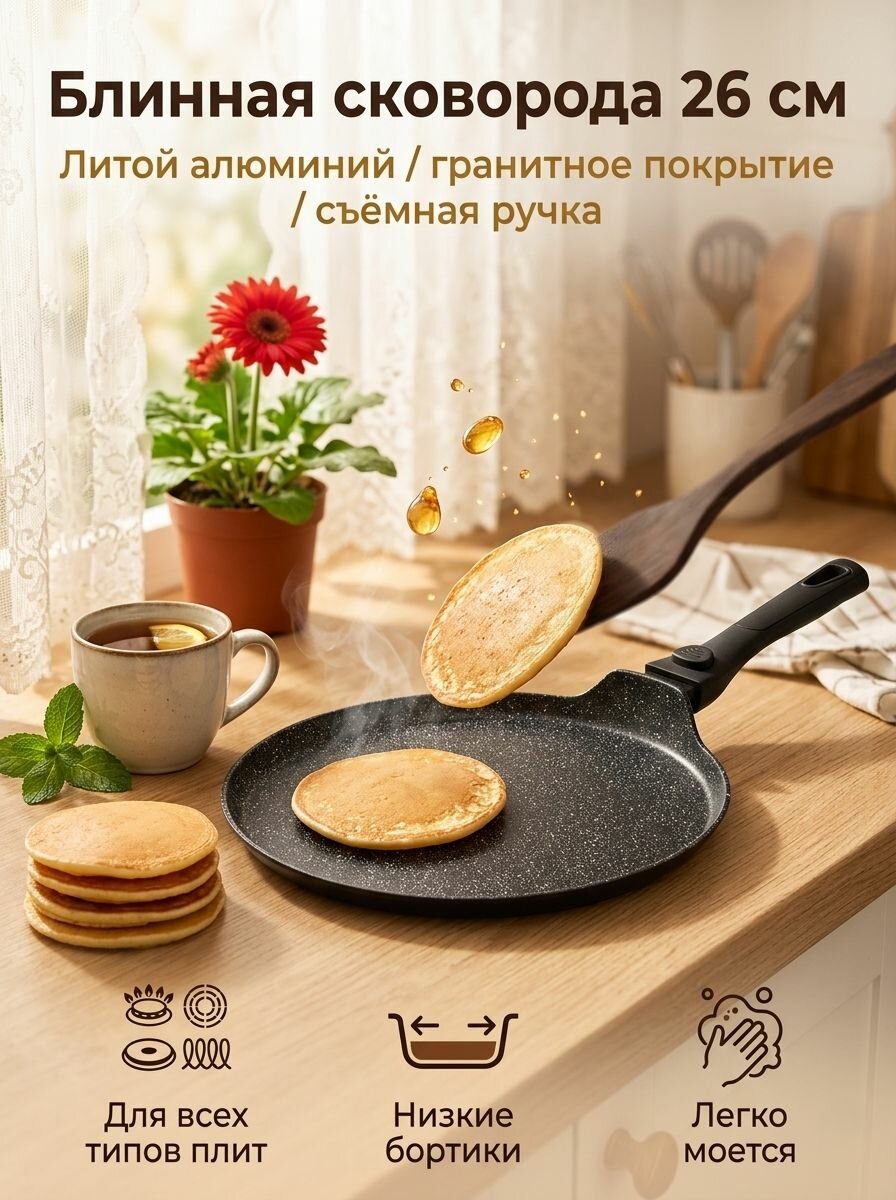 Блинная Сковорода Со Съемной Ручкой 26cм MH-15415