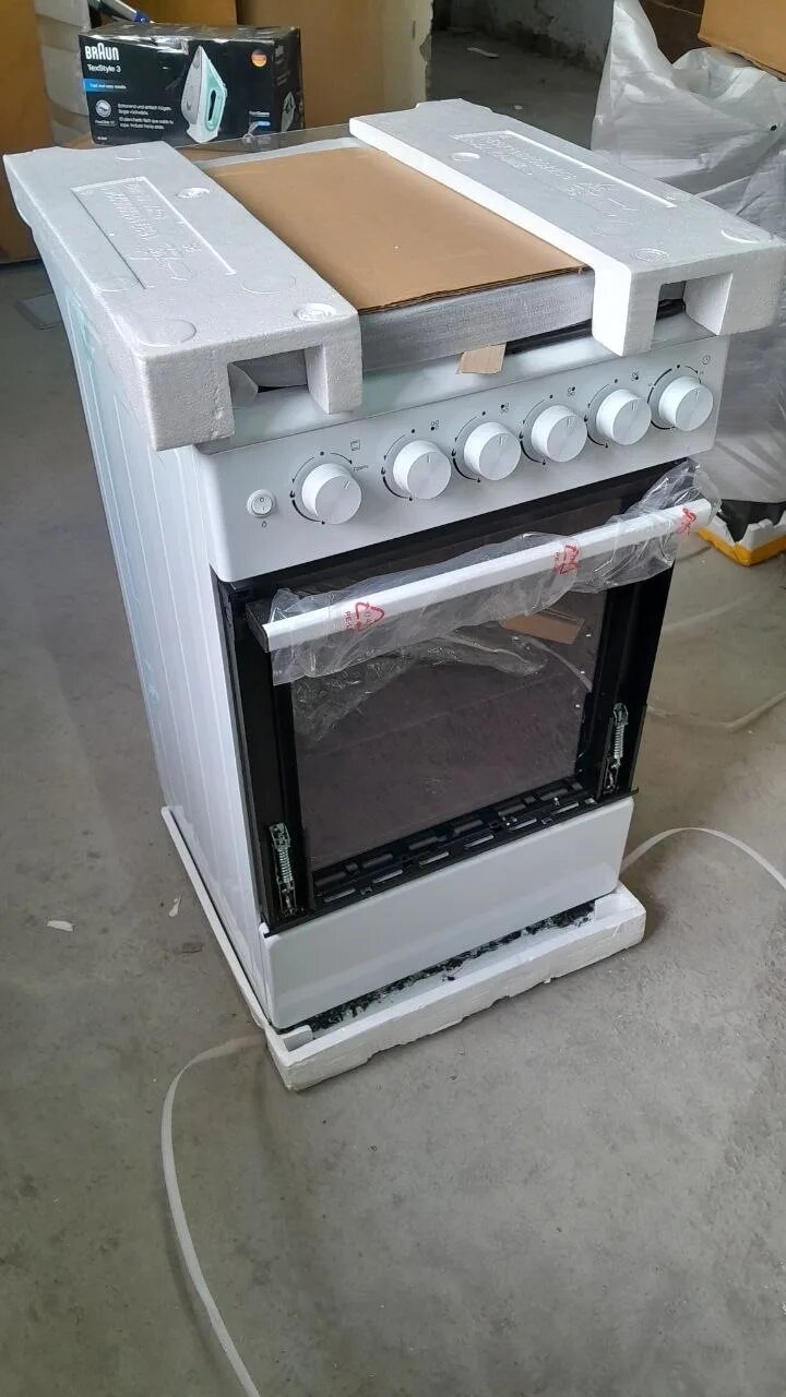 Плита газовая MIDEA MFO-M4G20T0E(WH) белый, полный г/контроль (уценка)