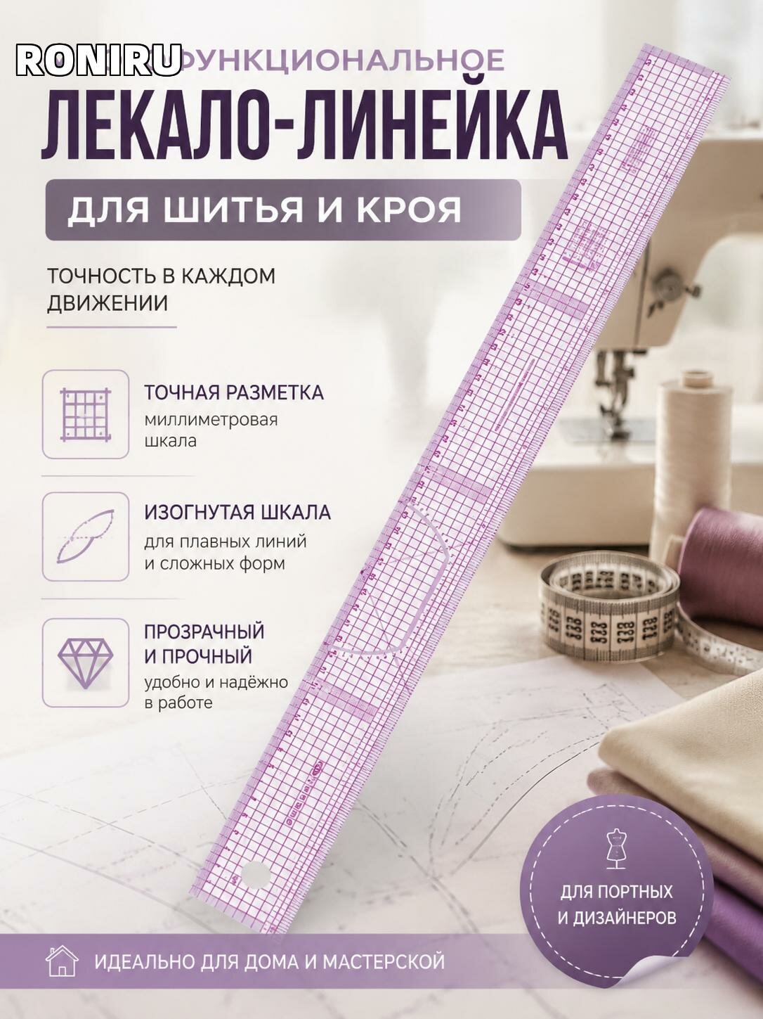 Многофункциональное лоскутное лекало — линейка для шитья и кроя с изогнутой шкалой для портных и дизайнеров для дома