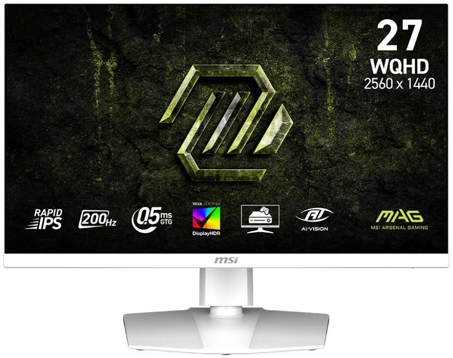 Монитор MSI 27" Mag 274QRFW E20 белый IPS LED 16:9 HDMI матовая HAS Piv 300cd 178гр/178гр 2560x1440 200Hz DP Quad 2K (1440p) 6.9кг