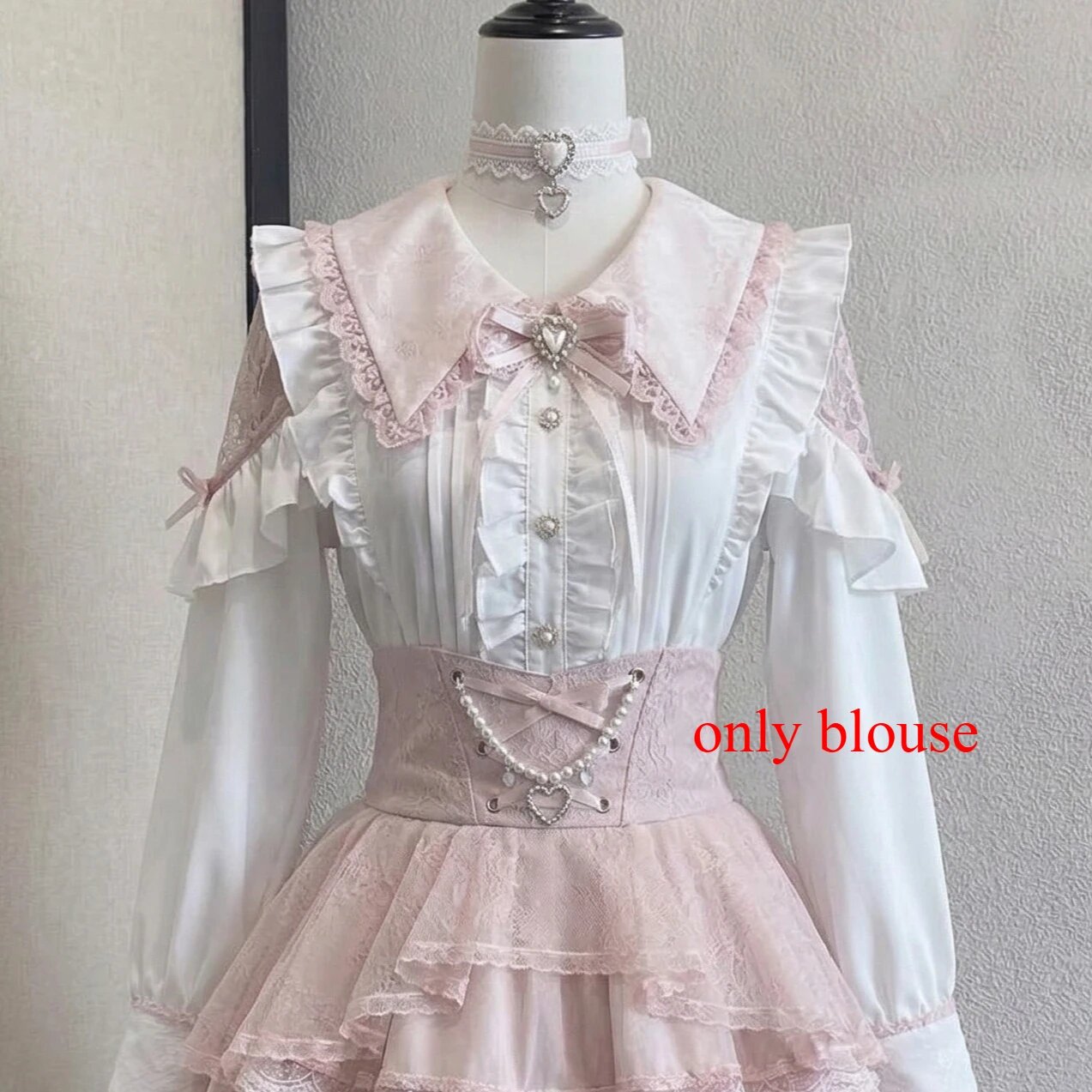 Женская японская блузка лолита полиэстер 2261 White long