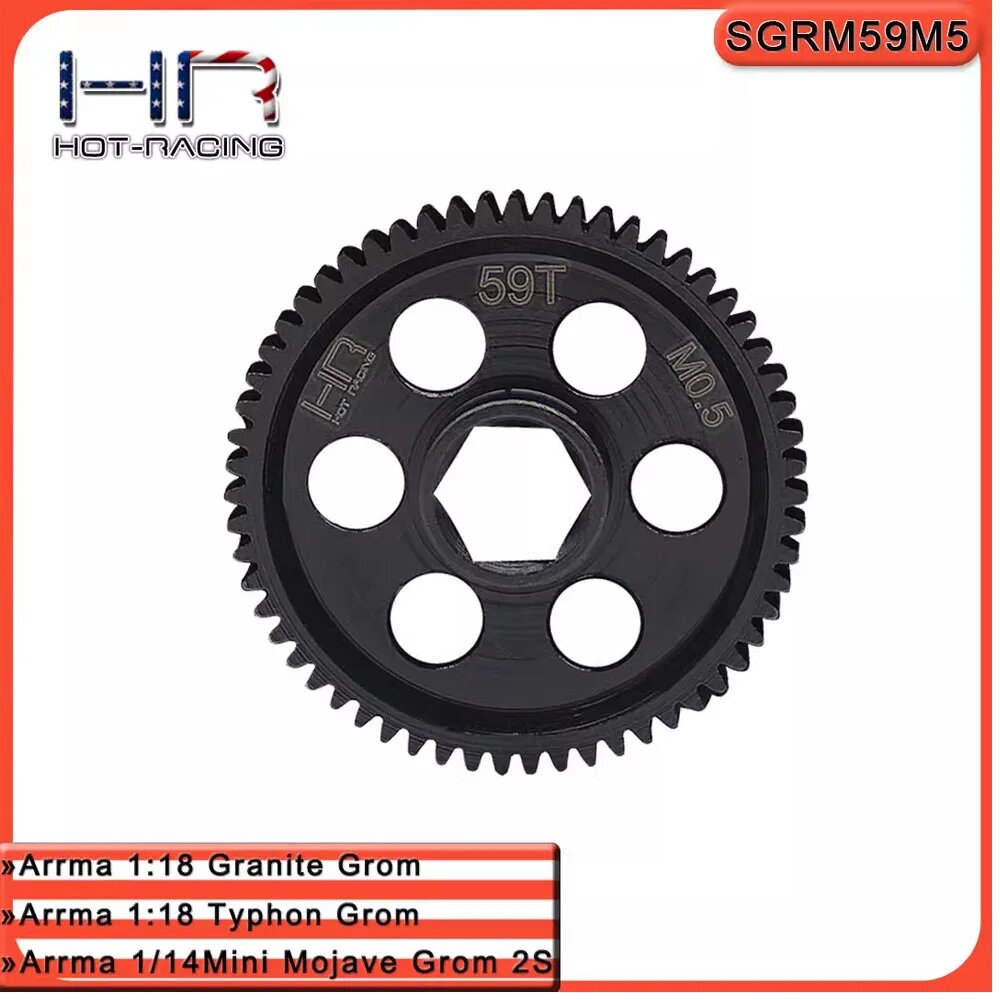 HR Hot Racing Стальная главная шестерня 59T для ARRMA GROM Коричневый, 59T 1Pcs