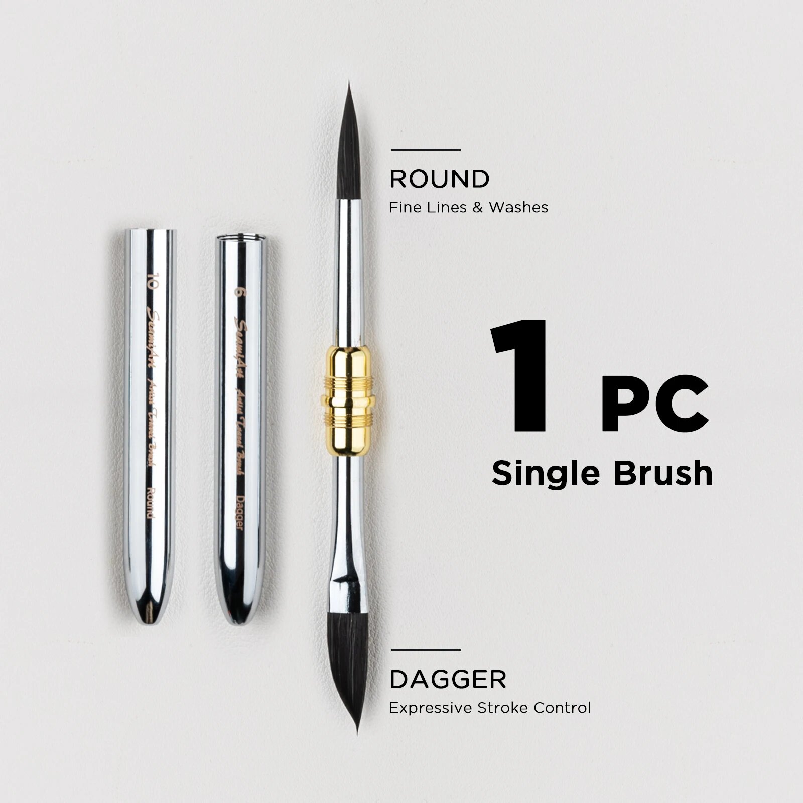 Кисть для рисования SeamiArt двухсторонняя металлическая Round and Dagger