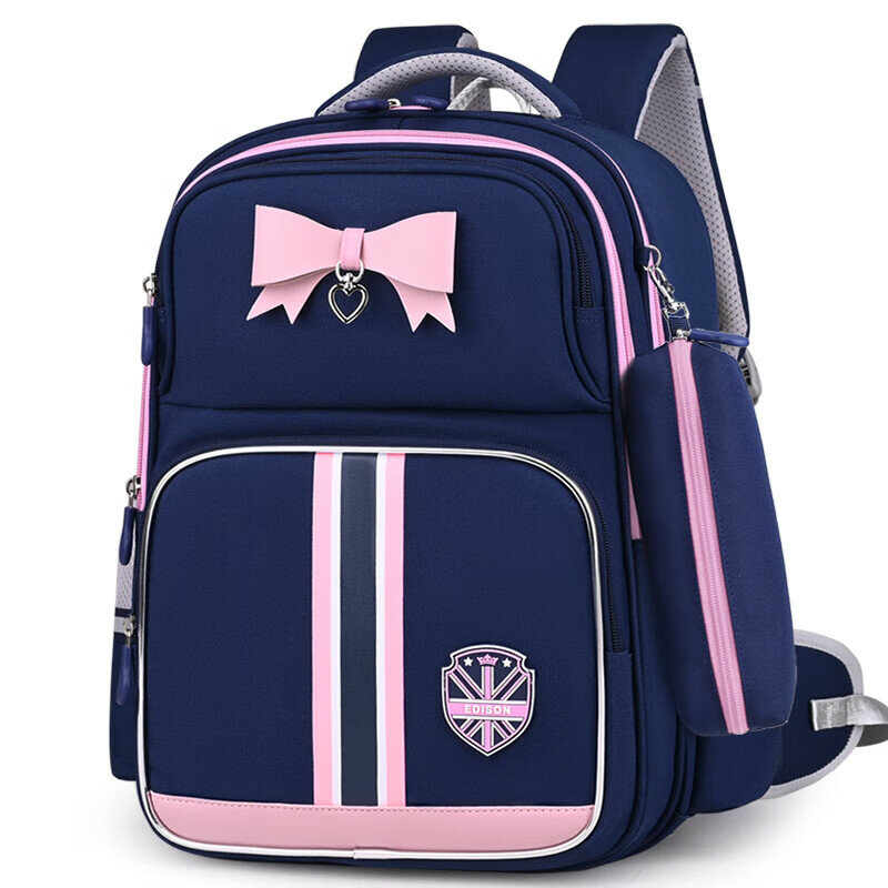 Edison Elementary School Backpack with Spine and Waist Protection, Anti-fall Princess Style Campus Backpack 2529-1s with Bow