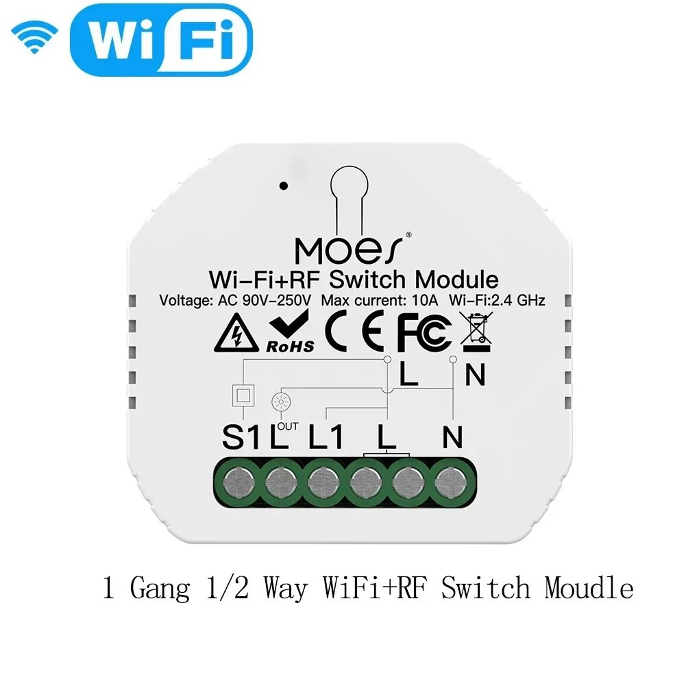 MOES WiFi+RF 1 Gang 1/2 Way Switch Module