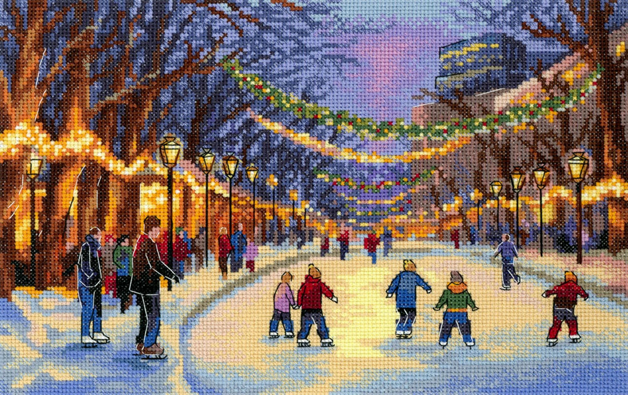 Вышивка Новогодний каток 17x25 см.