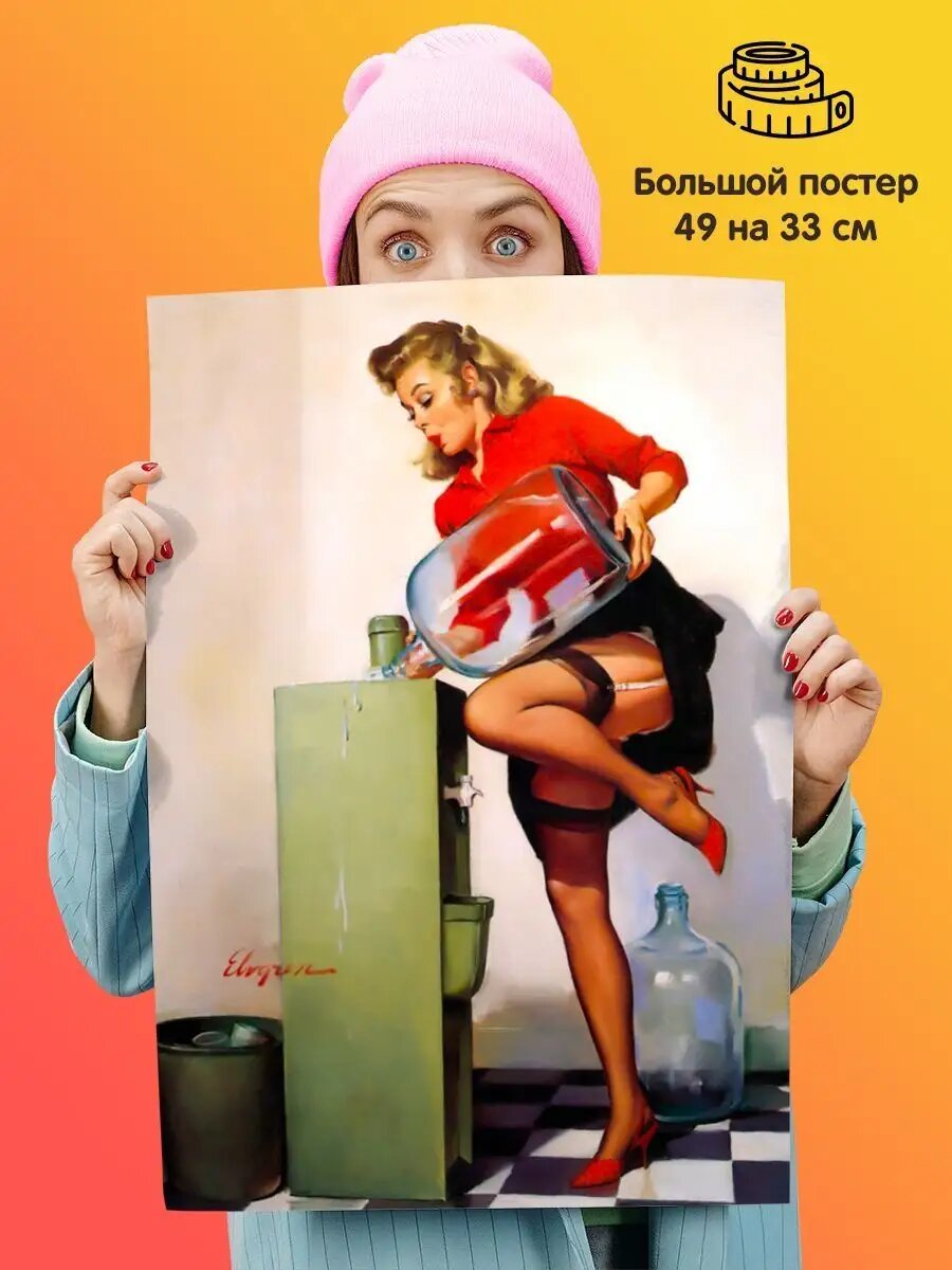 Постер плакат Pin up Girl Винтажная девушка