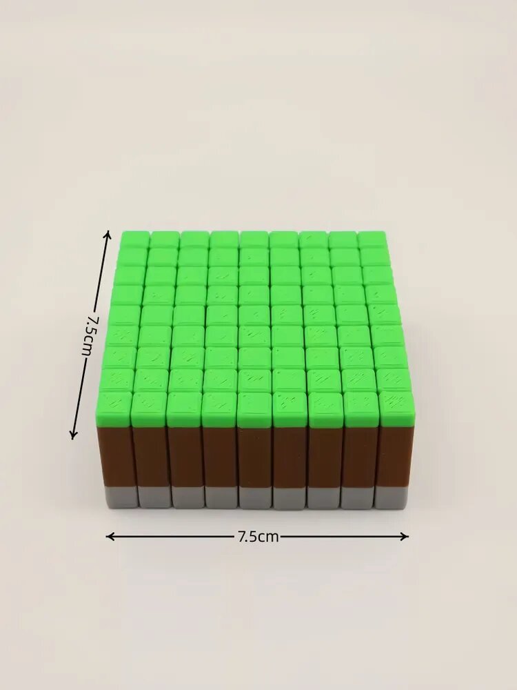 3D-печатная антистресс-игрушка Трава из Майнкрафт размер 7.5x7.5 см. Кубическая текстура, тактильная и мягкая. Подходит для снятия стресса и развития моторики. Идеальный подарок для фанатов Minecraft