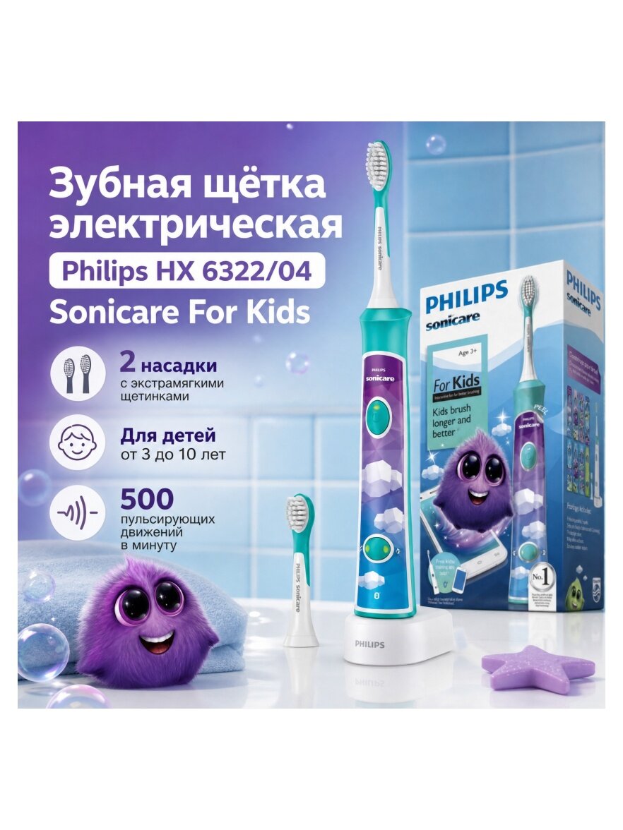 Зубная щётка электрическая Philips HX 6322/04 Sonicare For Kids