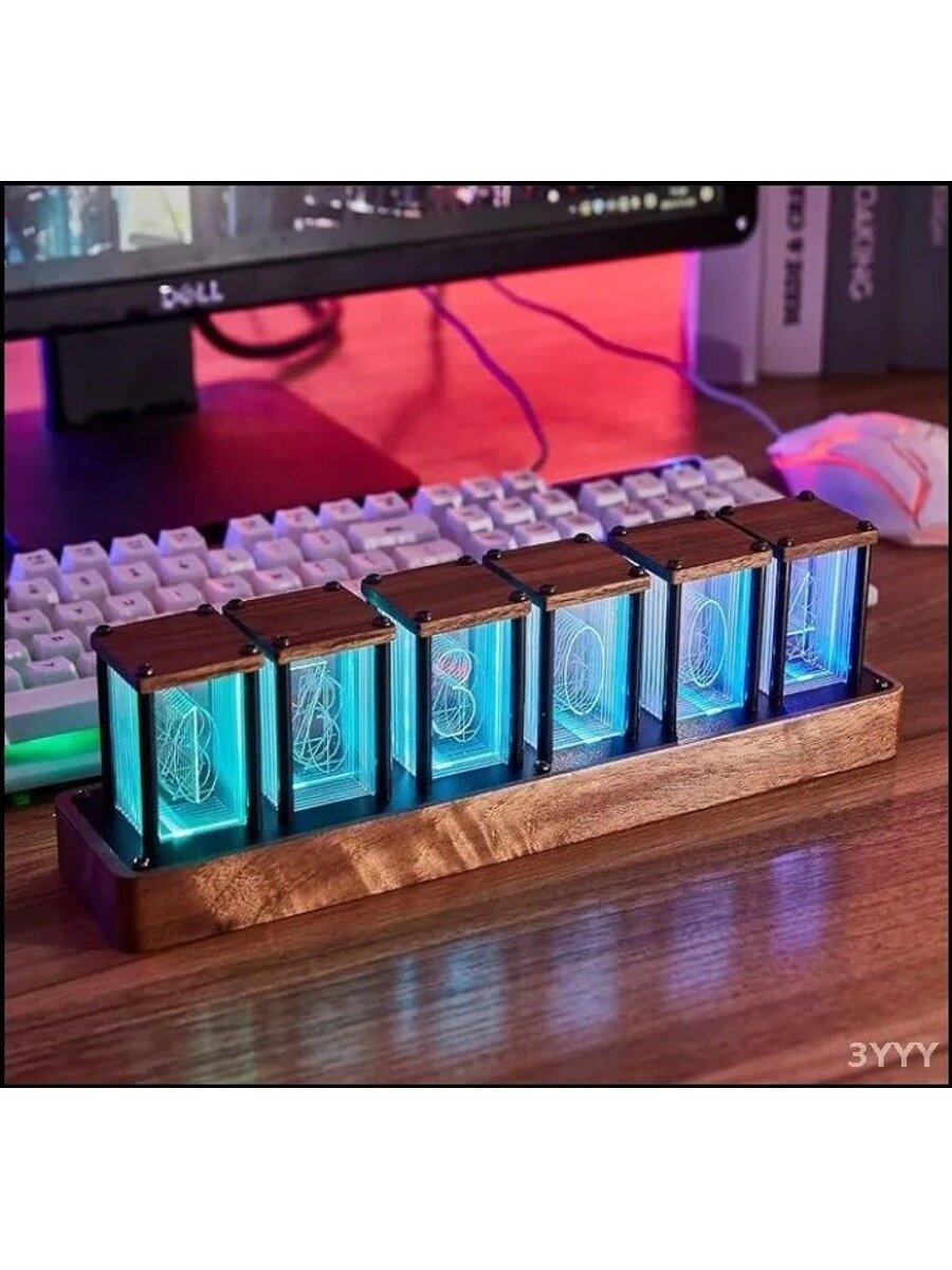Настольные часы Электронные светящиеся цифровые ламповые часы RGB с будильником и таймером, сборка своими руками