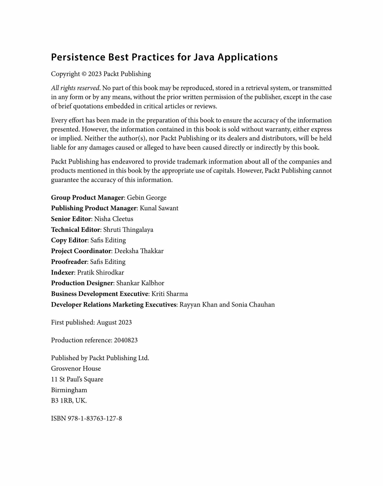 Persistence Best Practices for Java Applications: Learning Persistence Best Practices in Java — фото 1