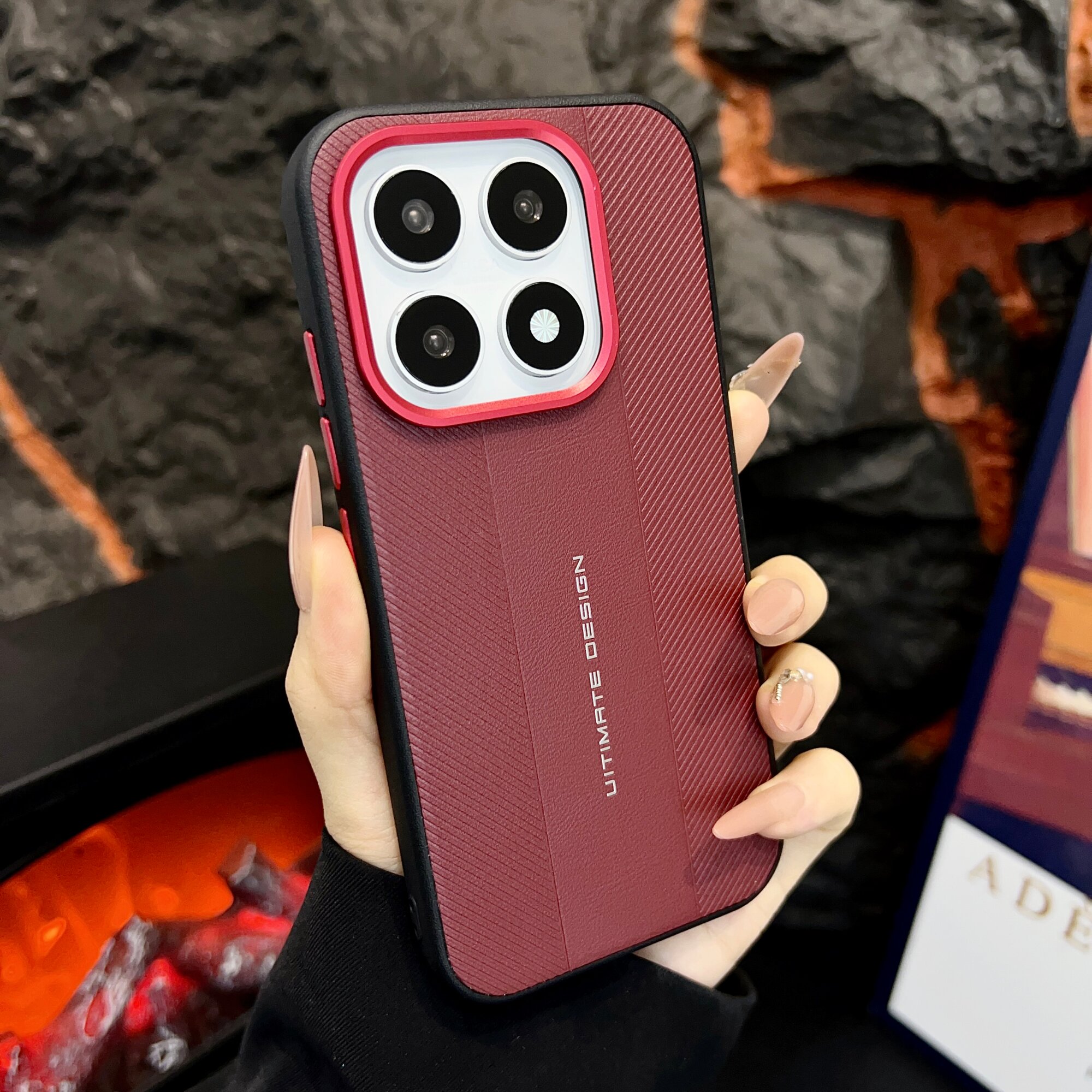Чехол Для Xiaomi 17/Сяоми 17, soft touch, чехол-кардиомонитор, искусственная кожа, поликарбонат (PC), защита камеры, ударопрочный, усиленные углы, Xiaomi, Xiaomi 17, red,