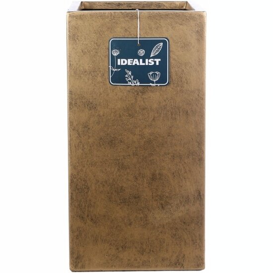 Кашпо Idealist Lite IDEALIST Крисмас Высокое, квадратное, файберстоун, золотистое W23 L23 H45 cm, TSXMAS-GLD-23