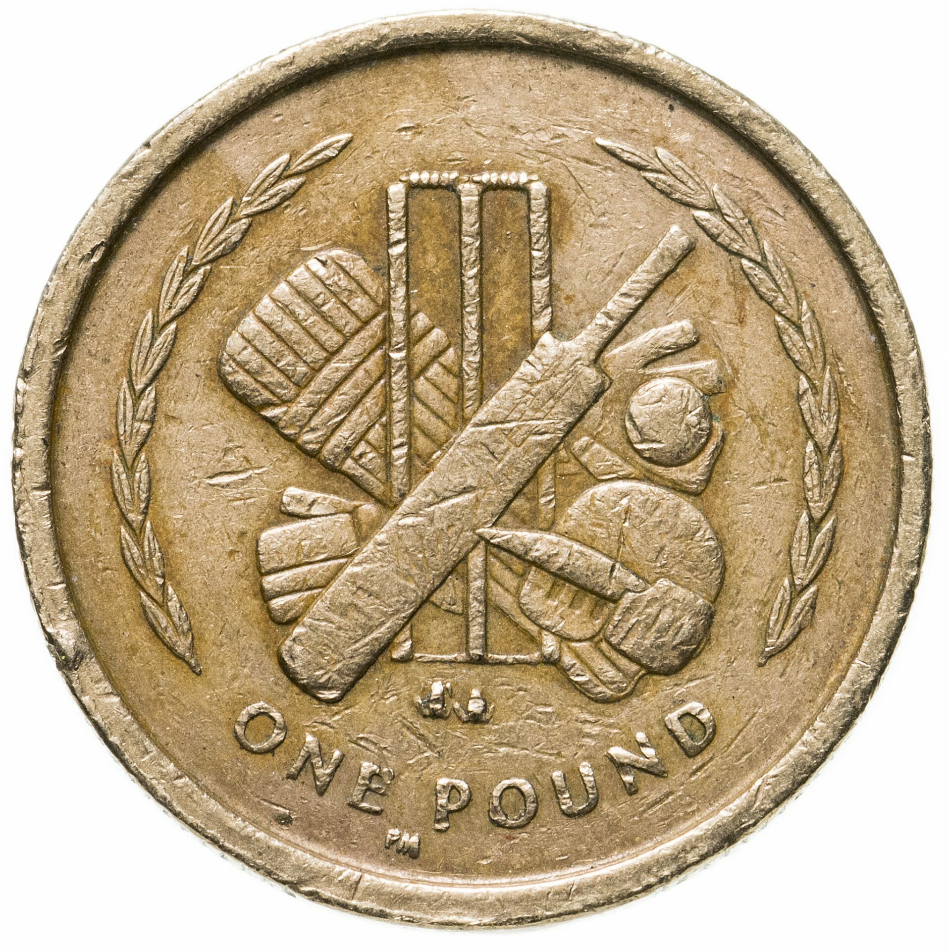 Остров Мэн 1 фунт pound 1998-1999 без трискелиона на аверсе, Латунь, в сохранности VF