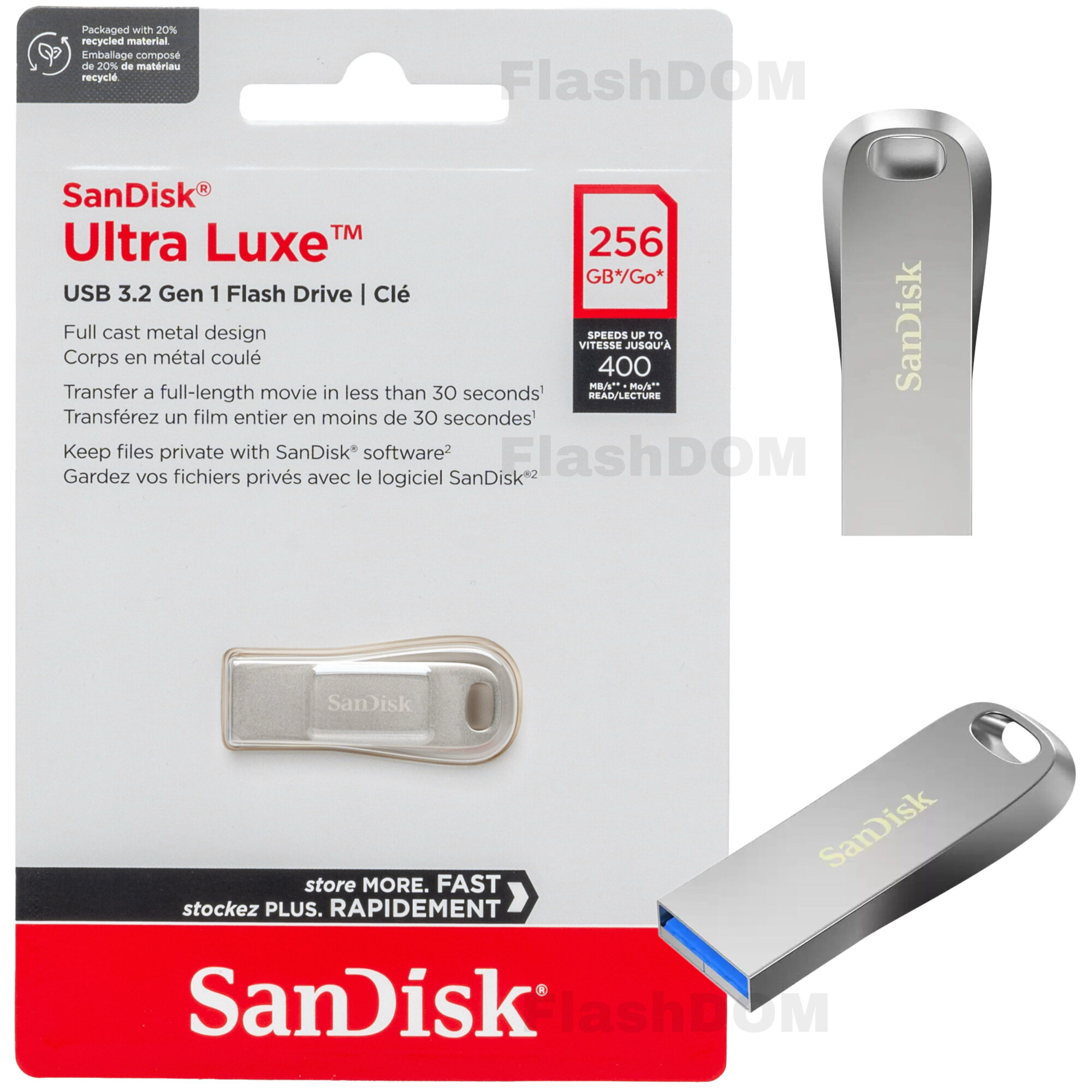 Флеш-накопитель SanDisk 256 ГБ Flash drive Ultra Luxe 400 Мб/с