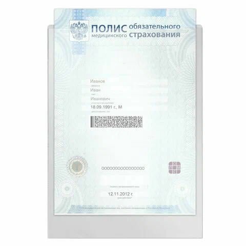 Файл для медицинского полиса 220*158 мм ПВХ 120 мкм 3127 "dpsKanc"