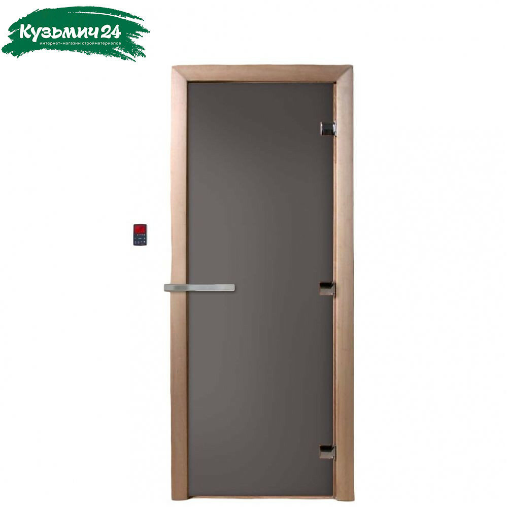 Дверь для бани Doorwood Графит 1900х700 мм, ольха, матовое стекло 8 мм, 3 петли