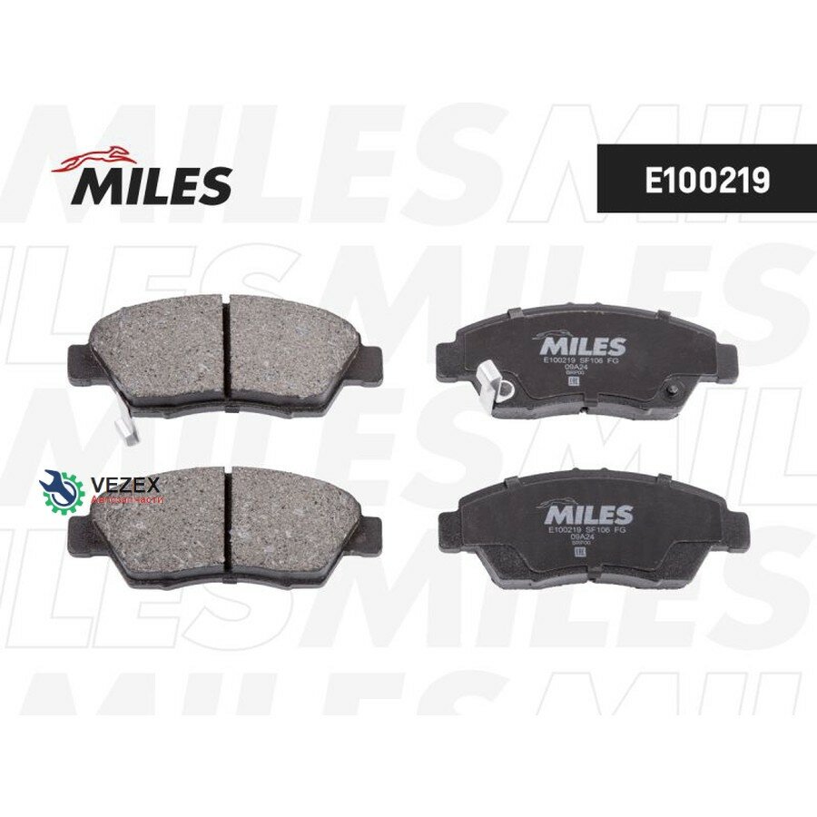 MILES E100219 Колодки тормозные передние (без датчика) (Смесь Semi-Metallic) HONDA CIVIC 91-05 E100219